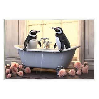 Stupell Penguins Bathing in Tub Wall Plaque Art Design By Lazar Studio ...