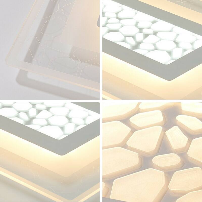 Modern Rectangular LED Ceiling Light with Remote Flush Mount - 35.4 ...