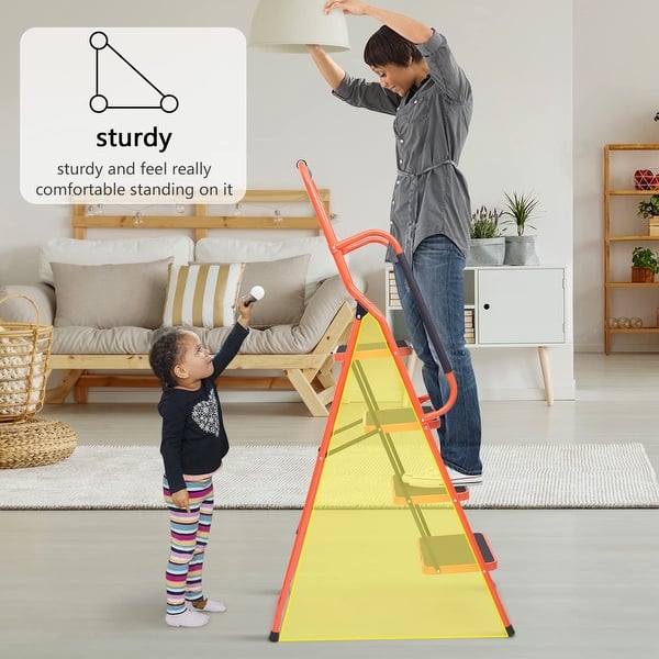 4 Step Ladder Safety Tool Ladder Folding Anti-Slip Step Stool Ladder ...