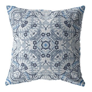 18" Light Blue Boho Ornate Indoor Outdoor Throw Pillow - Bed Bath ...