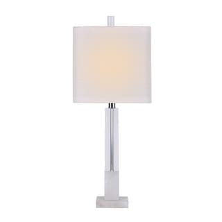 27" Architectural Crystal Column Table Lamp w/Marble Base and Decorator ...