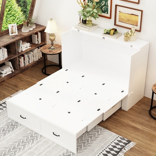 Graham queen storage murphy bed with mattress store