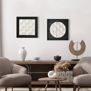 2-Pc Black Wood Frame Abstract White Wall Decor Set - Bed Bath & Beyond ...