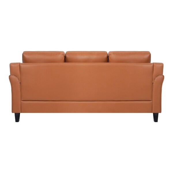 Raelynn Button Tufted Sofa Affordable Modern Sofa Microfiber Couch for Small Spaces Living Room Bedroom Caramel Air Leather