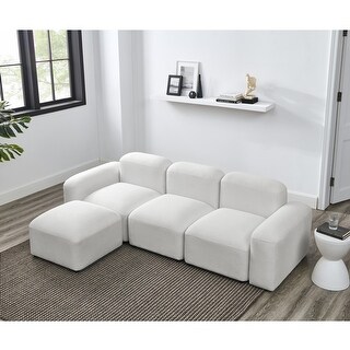 Ivory Apartment DIY Modular Couch Set Teddy Fabric Tatami Chaise Lounge ...