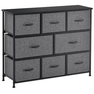 8-Drawer Fabric Dresser with Steel Frame and Wooden Top, 3-Tier Storage ...