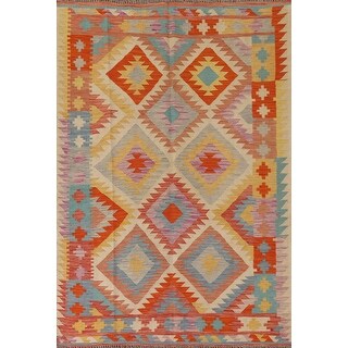 Reversible Kilim Area Rug Hand-woven Multi-Color Wool Carpet - 5'0" x 6 ...