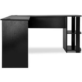 L-Shapped Desk Office——Storage Shelf /PC Table Workstation Writing ...
