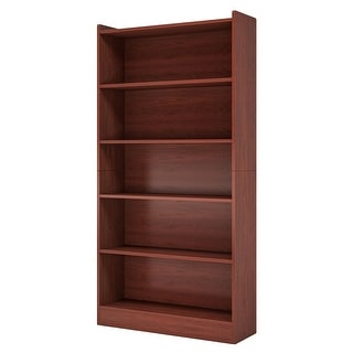72-inch Bookcase, Modern 6-Tier Brown Library Bookshelf with Storage ...