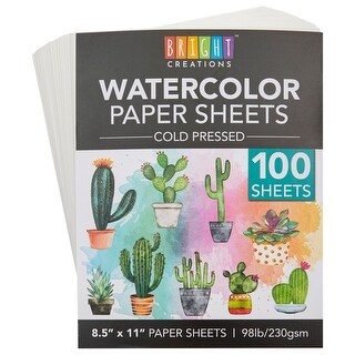 100 Sheets Cold Press Watercolor Paper for Beginners, Artists (8.5x11 ...