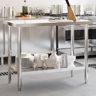 vidaXL Kitchen Work Table Foot Prep Storage Home Restaurant Stainless ...