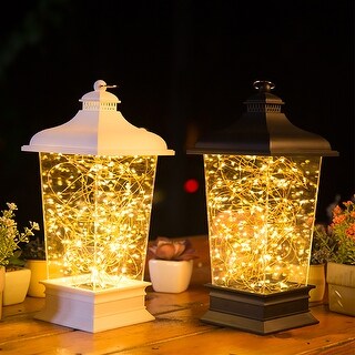 Black ＆ White Acrylic Fire Tree Lantern Christmas LED Tabletop ...
