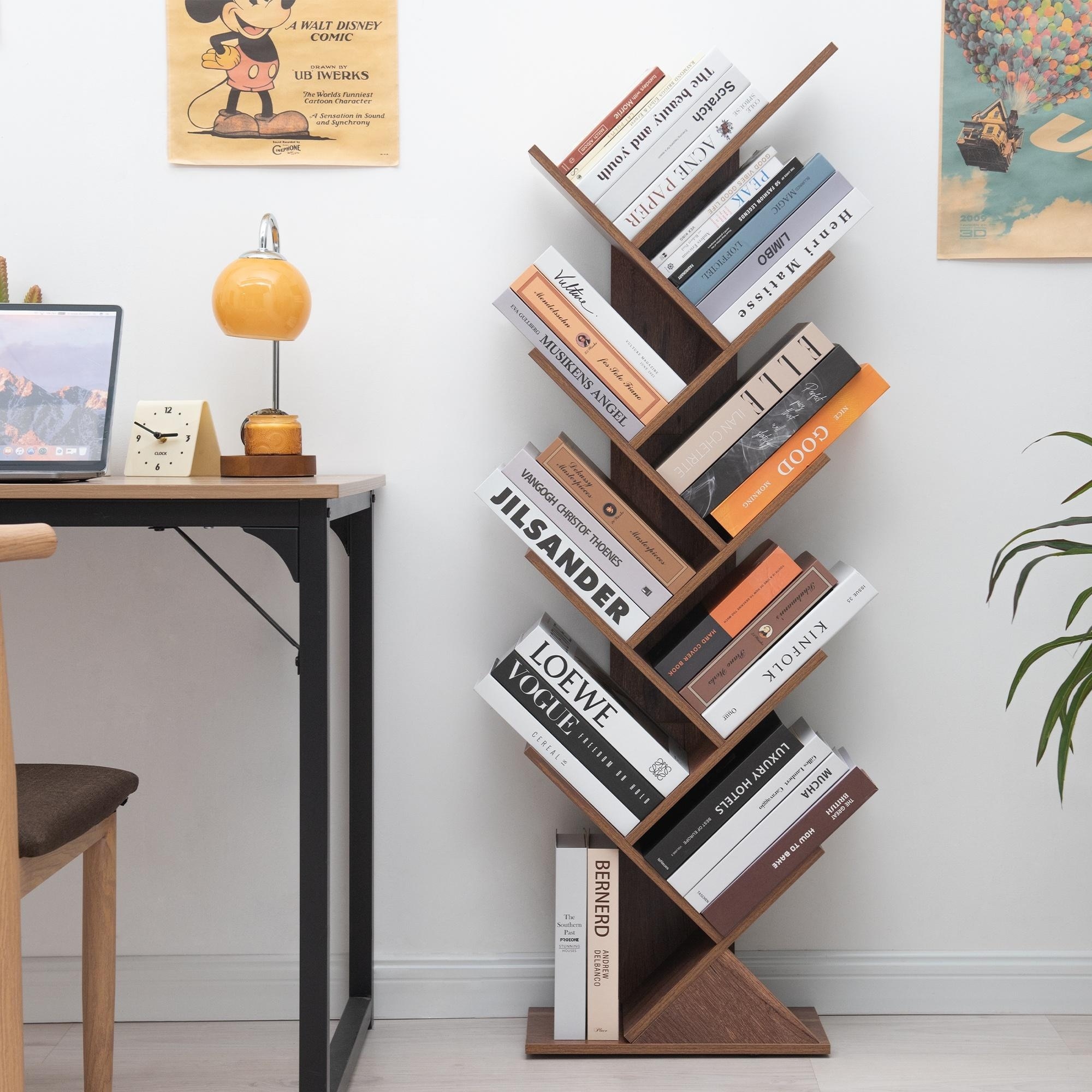 Tree Book Shelf Desktop Wood Rack Tree Shape Desk Shelf Album Storage ...