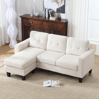 Compact L-Shaped Velvet Sectional Sofa with Ottoman - Perfect for Small ...