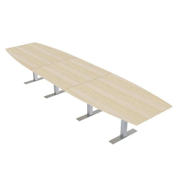 14 Foot Boat Shaped Modular Conference Table Metal T-Bases w/Electric ...