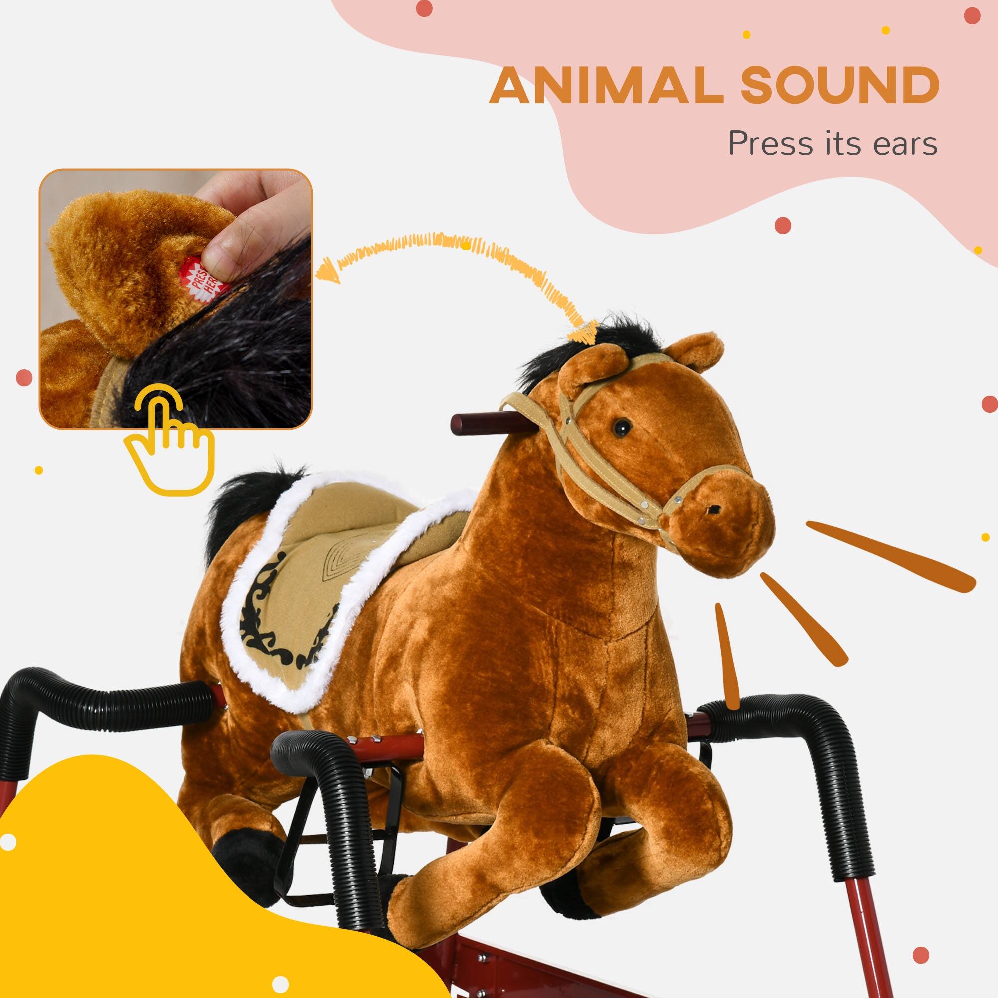 Qaba Kids Spring Rocking Horse, Ride on Horse for Toddlers, Age 5-12 ...