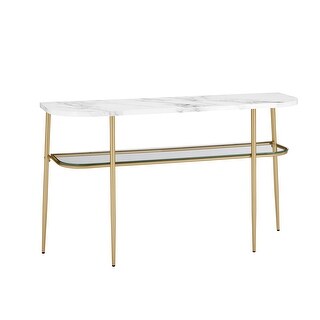 Modern Minimal Curved Faux Marble Entry Table for Living Room, Bedroom ...