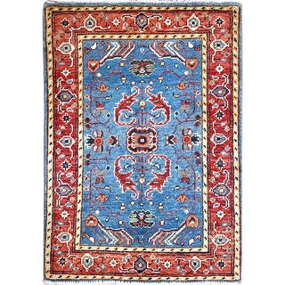 Shahbanu Rugs Cornflower Blue Super Fine Wool and Weave Serapi Heriz ...