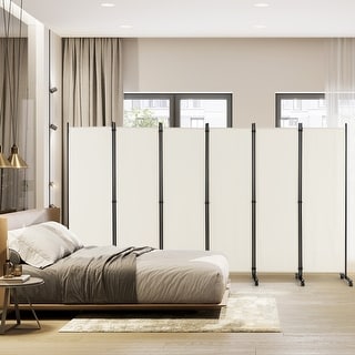 6 Panel 6Ft Tall Rolling Room Divider on Wheels - 132" x 12" x 68 ...