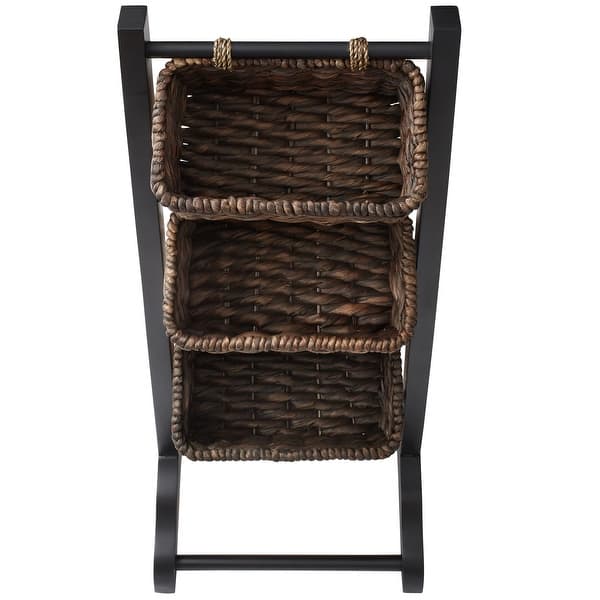 3-Tier Floor Stand with Hyacinth Storage Basket Bins by Casafield - Bed ...