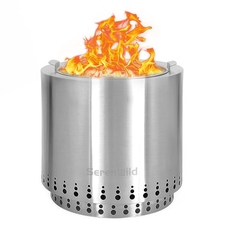 Stainless Steel Wood Burning Outdoor Living Fire Pit in Sliver - Bed ...