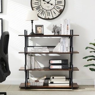4-Tier Office Bookcase Shelf Industrial Rustic Bookshelves - Bed Bath ...