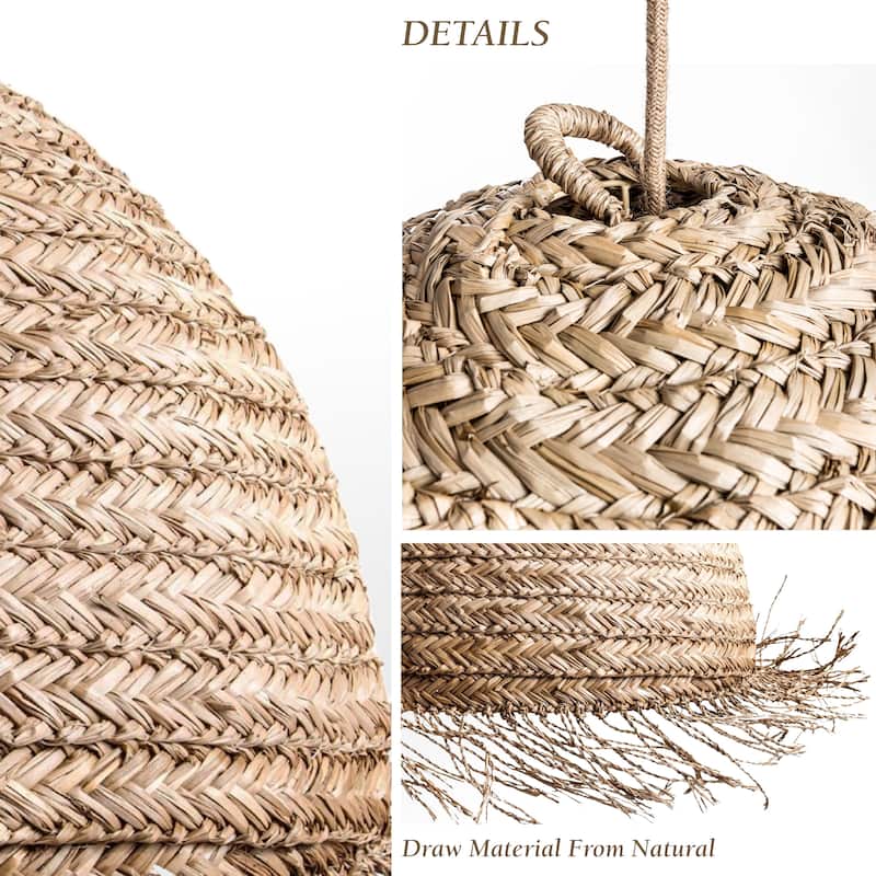 Selene Seagrass Pendant Light - Natural Dome 1-Light Handwoven Light ...