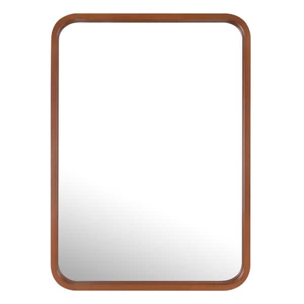 Solid Wood Frame Round Corner Rectangle Farmhouse Wall Mirror - Bed ...