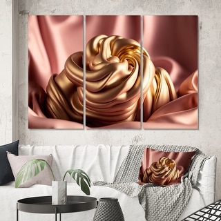Designart "Luscious Liquid Gold In Subdued Pink And Taupe VII" Abstract ...