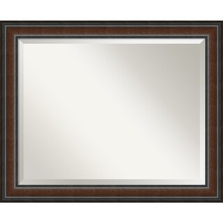Beveled Wood Bathroom Wall Mirror - Cyprus Walnut Frame - Outer Size ...