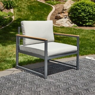 Langston Outdoor Metal Chair with Seat Cushions, Gray - as picture ...