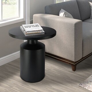 Zoe 20 Inch Modern Round Iron Side Table with Pedestal Base, Matte ...