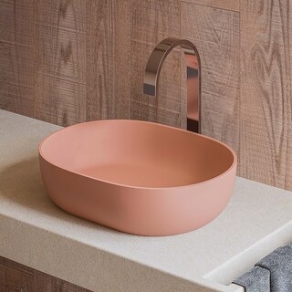 Ruvati 19-inch Sedona Clay Pink epiStone Solid Surface Bathroom Vessel ...