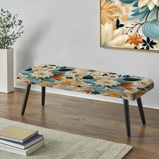 Blue And Beige Geometric Floral Fusion Elegance - Floral Upholstered ...