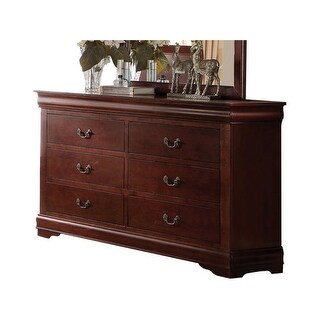 Traditional Style Wooden Dresser with Six Drawers, Cherry Brown - Bed ...