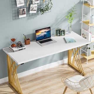 55 inch Modern White Computer Desk - Bed Bath & Beyond - 36827905
