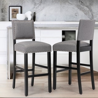 28 Inches Fabric Barstools Upholstered Bar stools Pub Chairs with Back ...