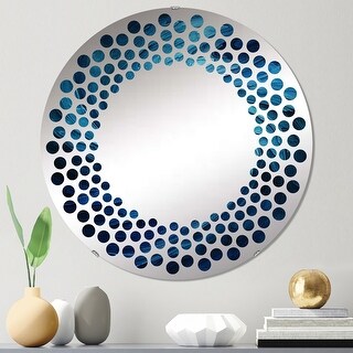 Designart "Blue Swirl Wave Spiral I" Abstract Spirals Blue Wall Mirror ...