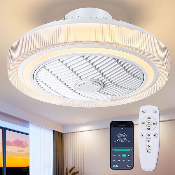 Low Profile Ceiling Fan - Flush Mount Bladeless Ceiling Fan-20 Smart ...