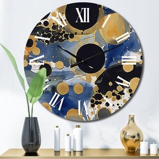 Designart "Abstract Pattern With Blue & Golden Textures XXIII" Modern ...