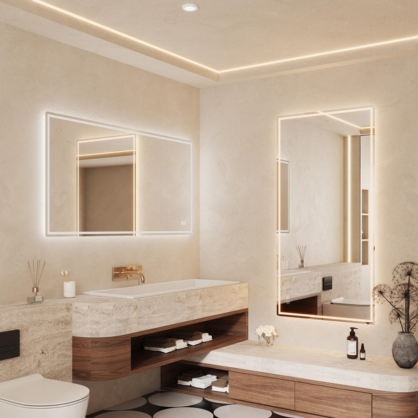 Extra Large LED Lighted Bathroom Mirror Wall Anti-Fog Vanity 3 Colors ...