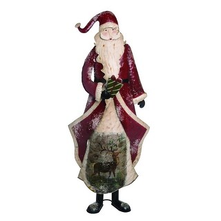 Transpac Metal 32 in. Red Christmas Traditional Standing Santa - Bed ...