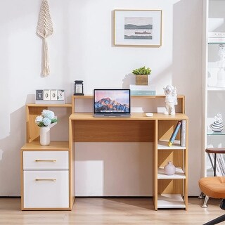 Ivinta Computer Desk with Drawers, 52 inches Office Desk with Hutch and ...