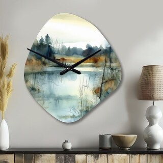 Designart - Summer Lake Landscape Illustration II - Lake Large Wall ...