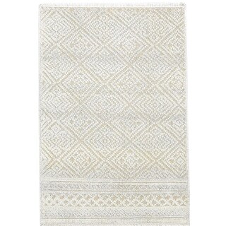 One of a Kind Hand-Knotted Modern 2' x 3' Geometric Wool Beige Rug - 2 ...