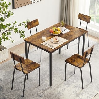 Industrial Style 5-Piece Dining Table Set with 5 Chairs - Bed Bath ...