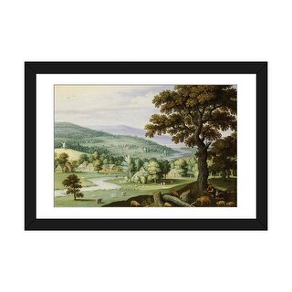 iCanvas "A river valley with a swineherd resting under a tree in the ...