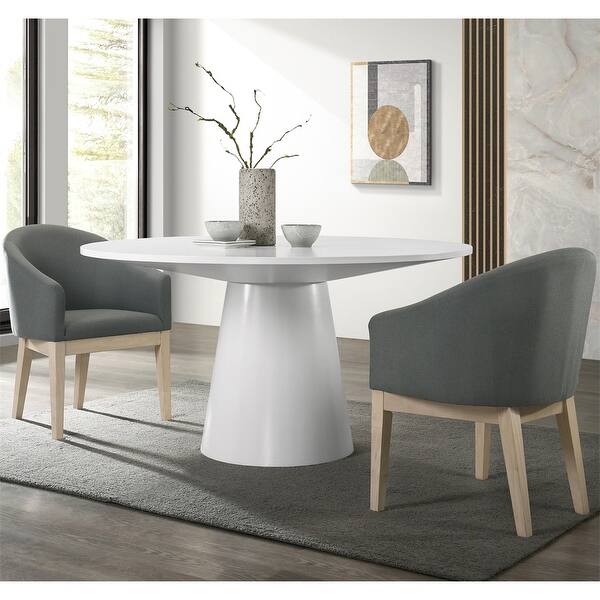 Round Dining Table Set with Gray Barrel Chairs(Set of 3) - Bed Bath ...