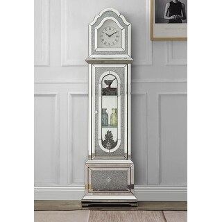 Glam Silver Grandfather Clock with LED Mirrored & Faux Diamonds - Bed ...