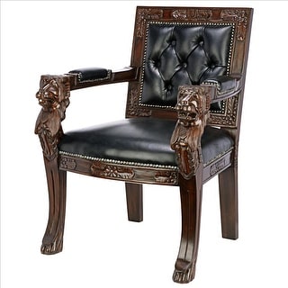 Design Toscano Beardsley Leather Lion Chair - Bed Bath & Beyond - 40129451